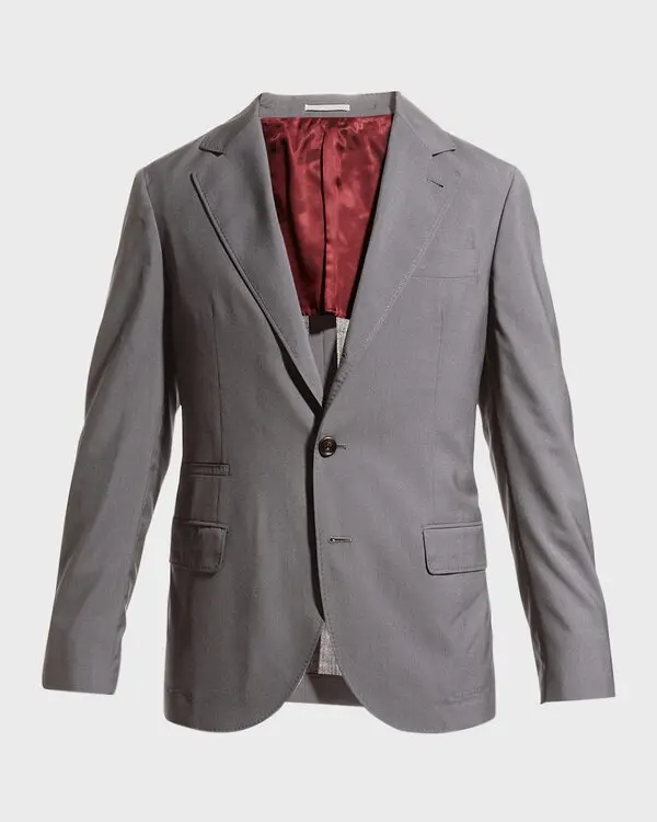 Brunello Cucinelli Super 150s Lightweight Wool And Silk Blazer - Grey