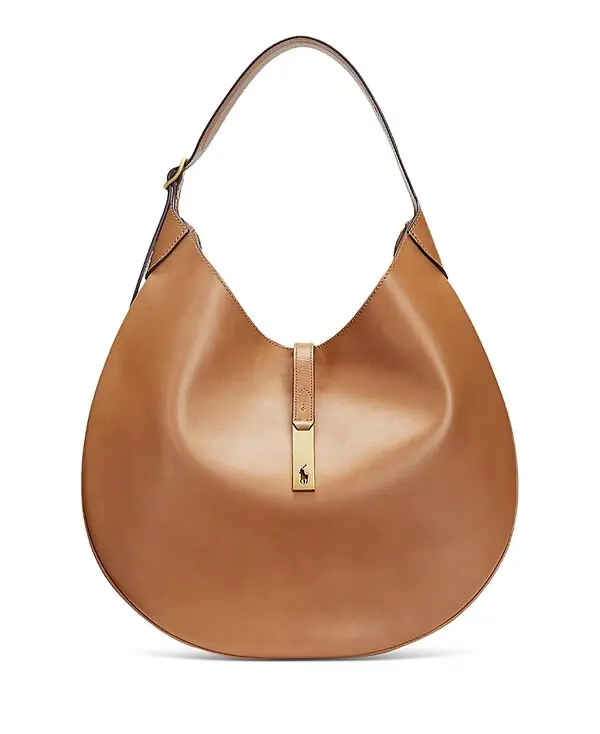 Ralph Lauren Polo Id Large Hobo Shoulder Bag - Tan