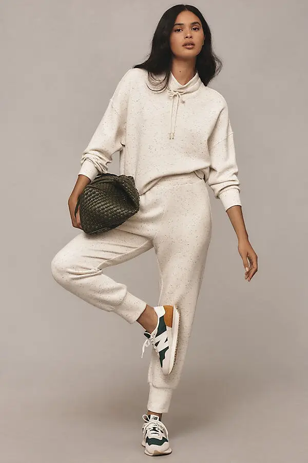Varley The Slim Cuff Pants - Ivory Fleck Marl
