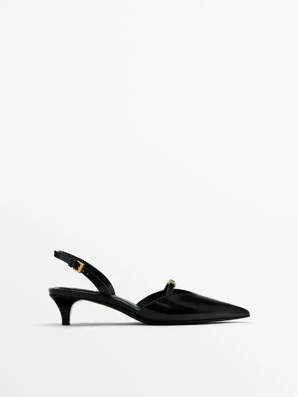 Massimo Dutti Slingback Shoes With Decorative Metal Detail In