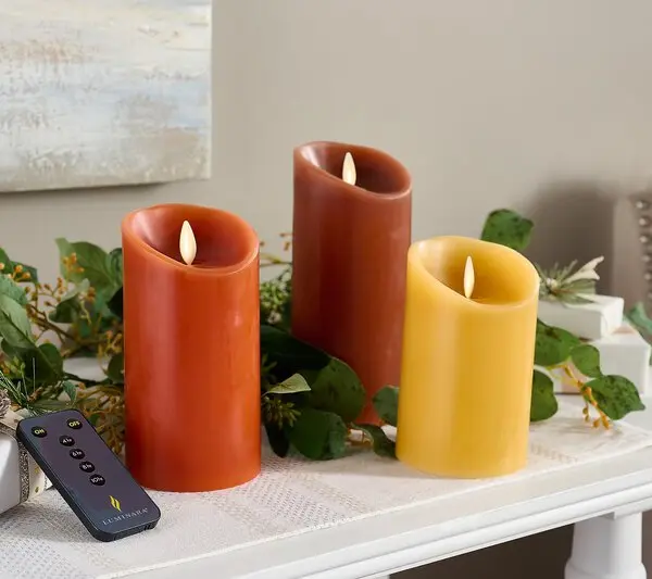 LUMINARA As Is Set Of 3 Colorscape Flameless Candles