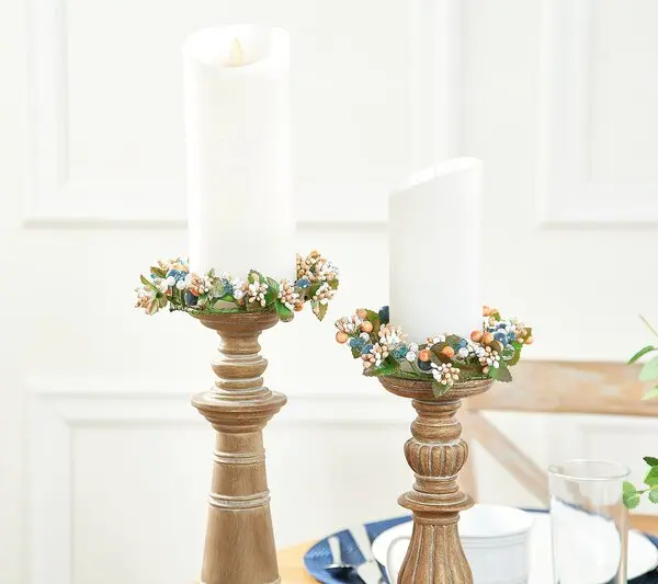VALERIE PARR HILL As Is Set Of 2 Beaded And Pearl Candle Rings Valerie