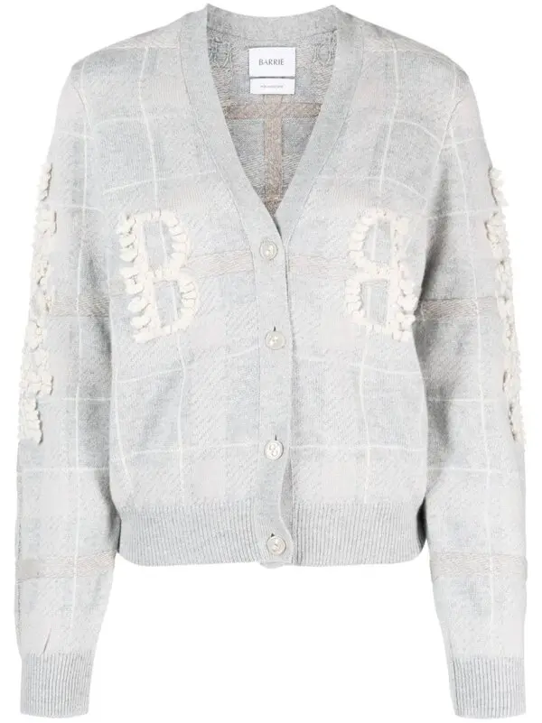 BARRIE Logo-embossed Cashmere Cardigan - Grey