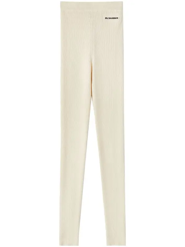JIL SANDER Logo-patch Knitted Leggings - Neutrals