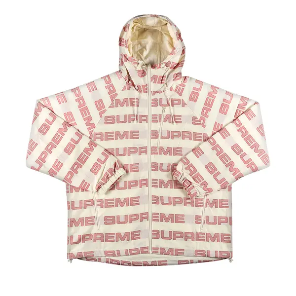 Supreme Logo Ripstop Hooded Track Jacket - Cream