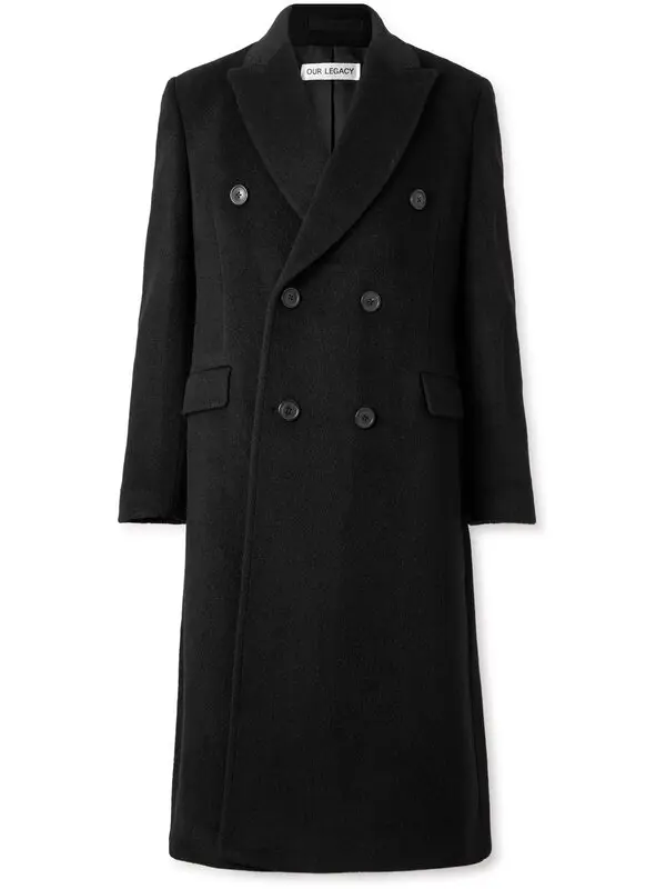 Our Legacy Whale Double-breasted Mohair-blend Coat - Black