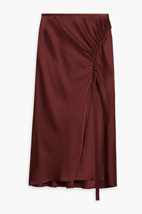 Lapointe Satin-crepe Midi Skirt - Merlot