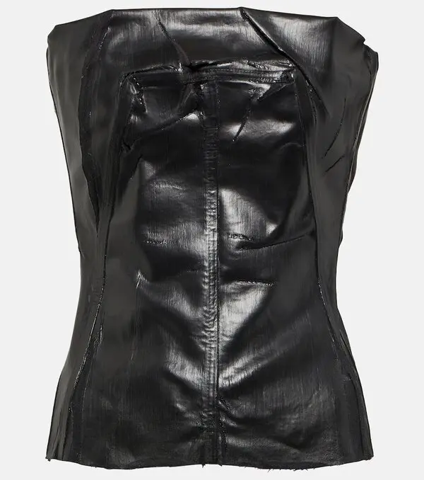 Rick Owens Coated Denim Bustier - Black