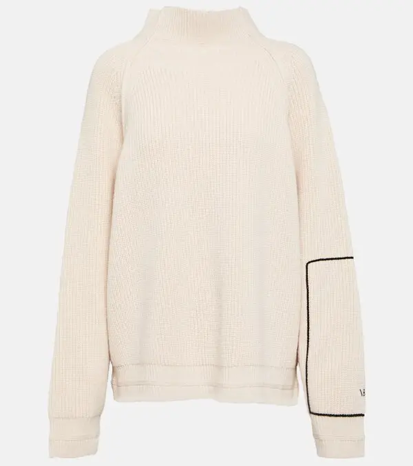 Victoria Beckham Oversized Wool Turtleneck Sweater - Beige