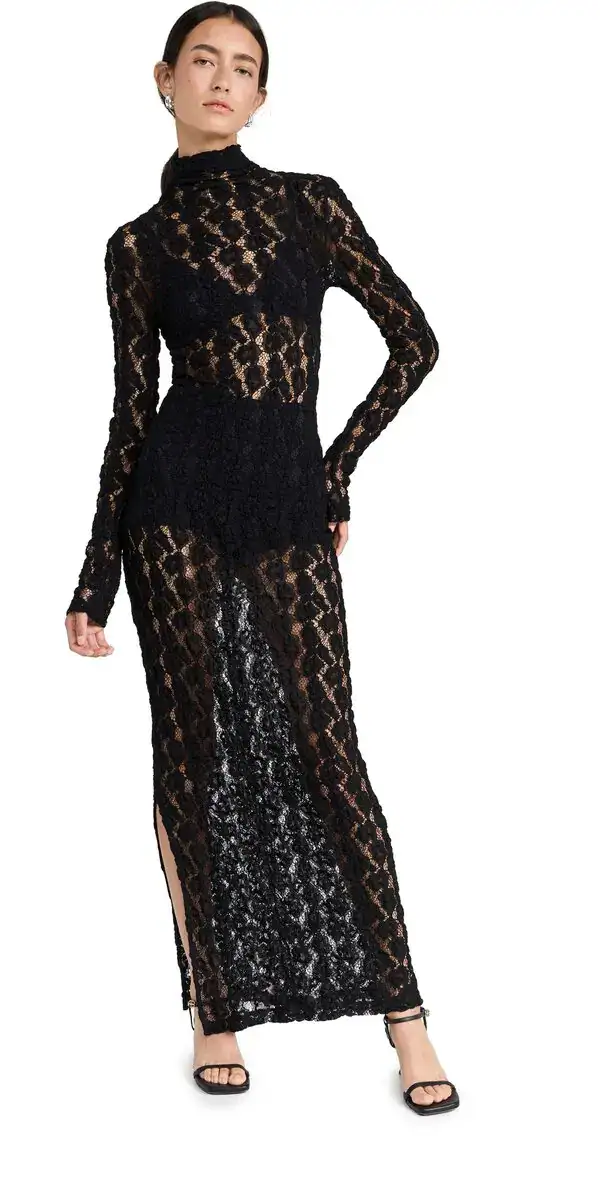 RHe Lace Turtleneck Dress In Noir - 60% Off | Editorialist