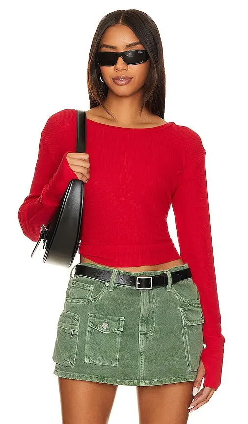 BOBI Cropped Long Sleeve Top