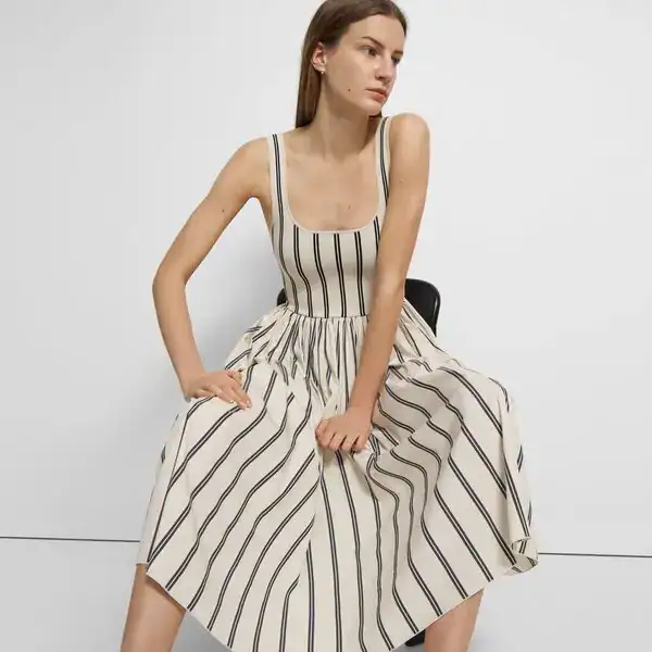 Theory Sleeveless Dress In Striped Stretch Knit In Multi - 70% Off |  Editorialist
