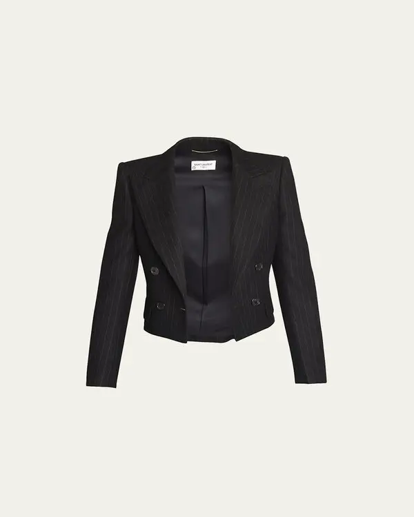 Saint Laurent Spencer Pinstripe Wool Jacket