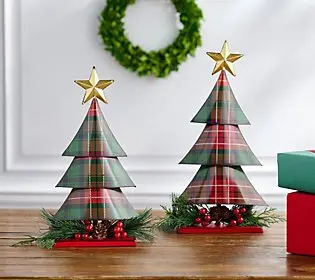 VALERIE PARR HILL As Is Set Of 2 Patterned Metal Trees Valerie