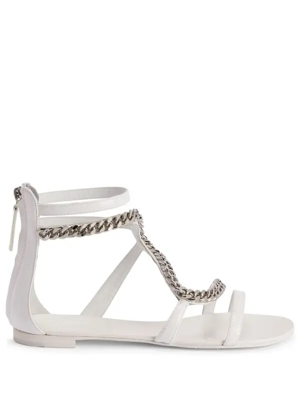 GIUSEPPE ZANOTTI Samantha Chain-link Leather Sandals - White