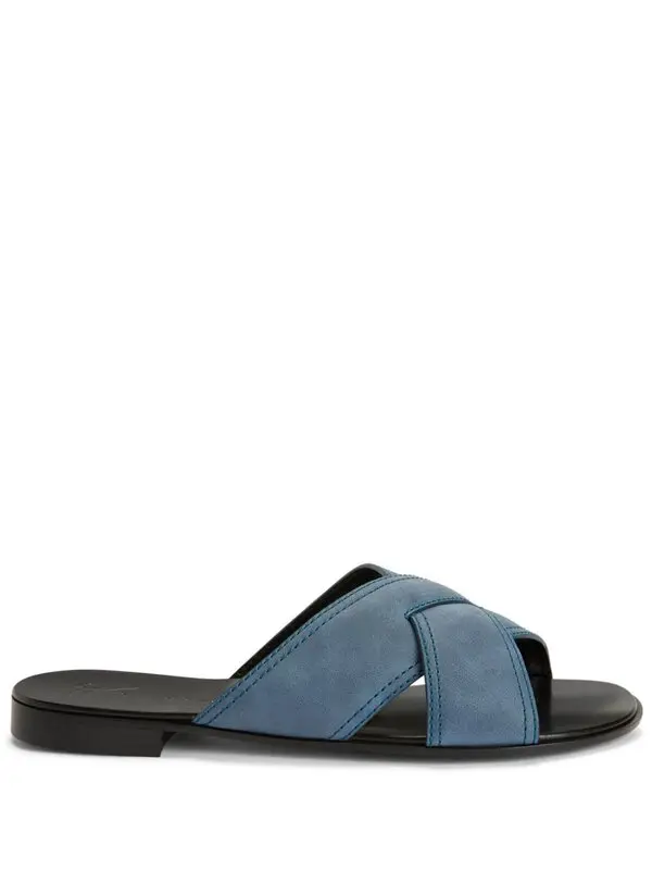 GIUSEPPE ZANOTTI Flavio Suede Slides - Blue