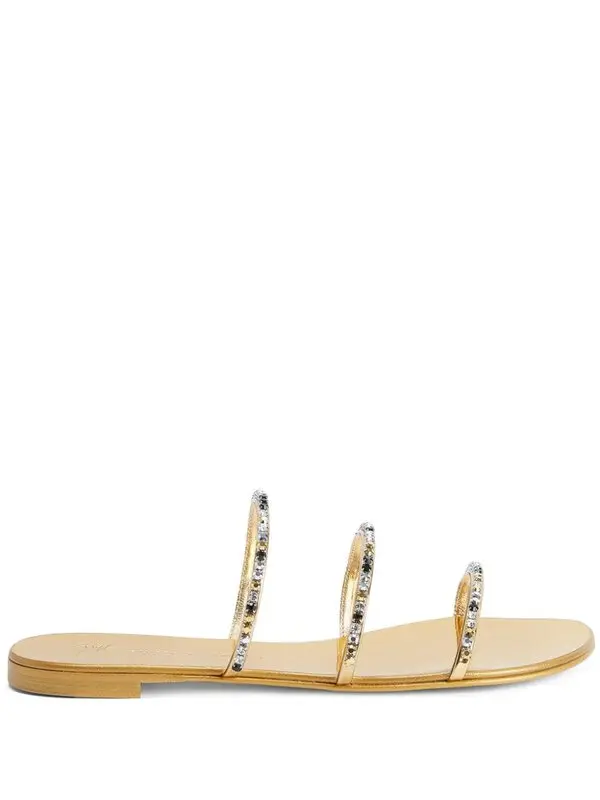 GIUSEPPE ZANOTTI Crystal-embellished Leather Sandals - Gold