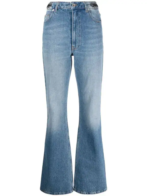 Rabanne Chain-Embellished Straight-Leg Jeans Blue 30% Off