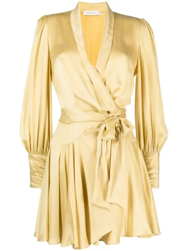 Zimmermann Silk Wrap Minidress - Yellow