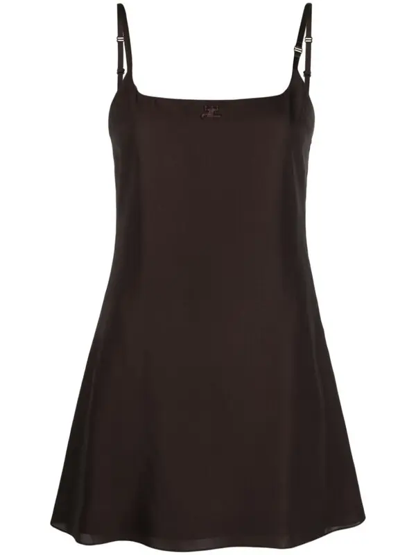 COURREGES Logo-embroidered Slip Minidress - Brown