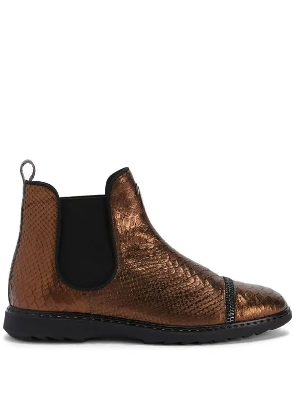 GIUSEPPE ZANOTTI Embossed Croc Effect Ankle Boots