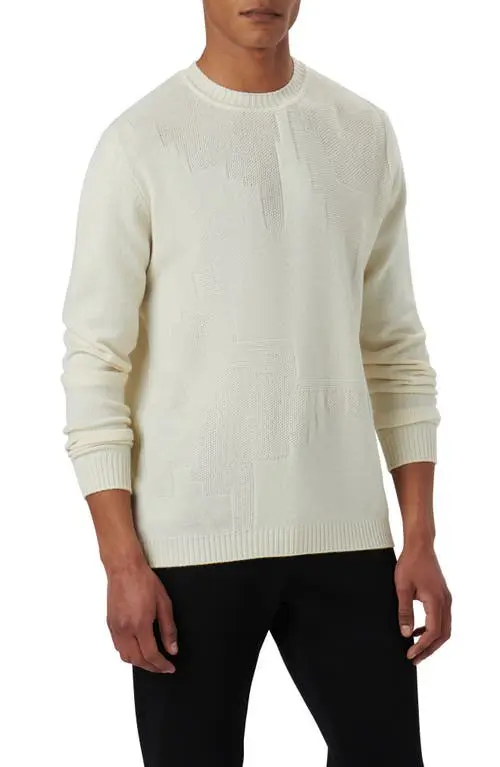 Bugatchi Merino Wool Blend Crewneck Sweater - Chalk