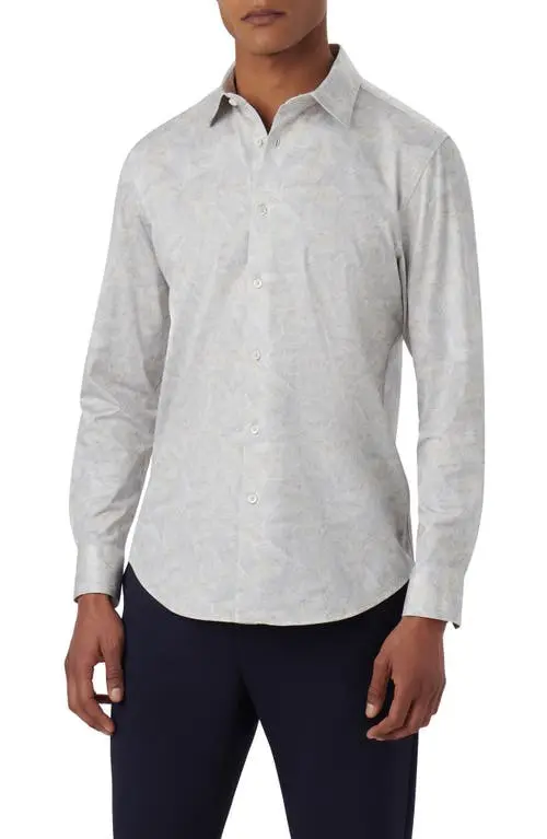 Bugatchi James Ooohcotton® Leaf Print Button-up Shirt - Platinum