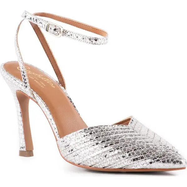Seychelles Ankle Strap Pointed Toe Pump - Silver