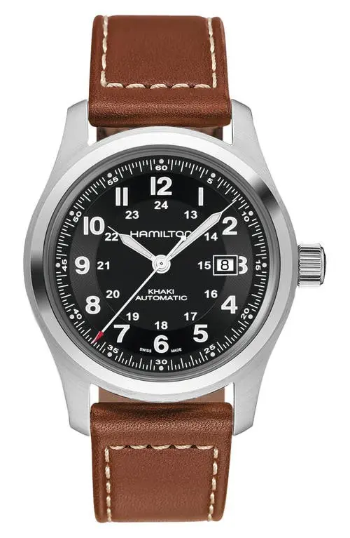 Hamilton Khaki Field Automatic Strap Watch - Brown/black/silver