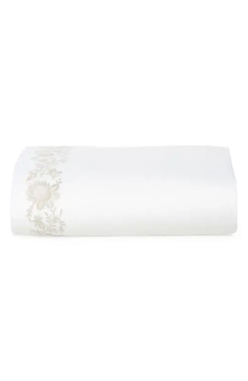 Ralph Lauren Eloise Embroidered 624 Thread Count Organic Cotton Flat Sheet - True Platinum
