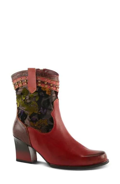 SPRING STEP SHOES Happytime Embossed Bootie - Red Multi