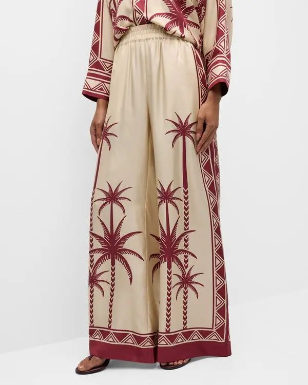 La DoubleJ Placed-print Wide-leg Silk Palazzo Pants