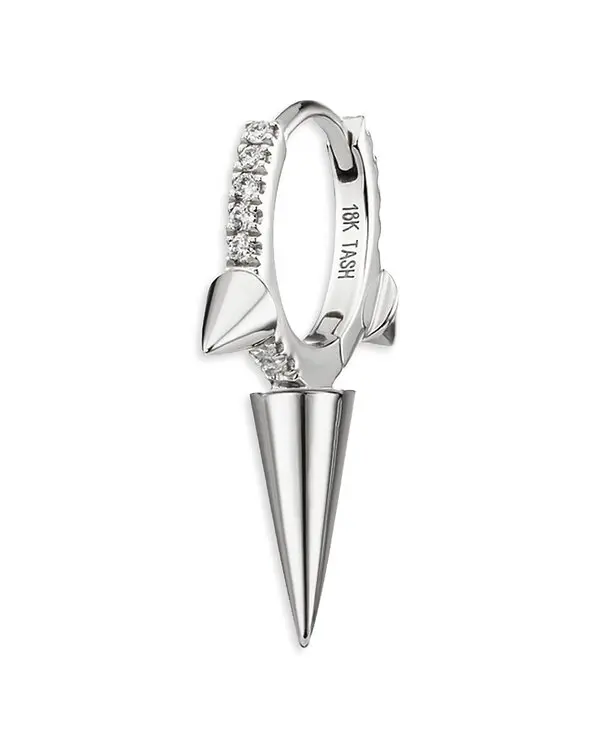 MARIA TASH Triple Long Spike Diamond Eternity Clicker Earring - White