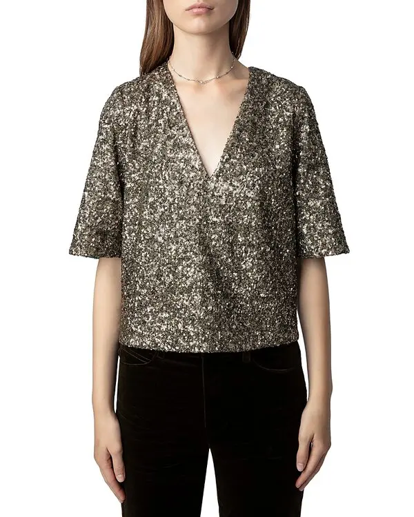 Zadig&Voltaire Tytane Sequin Top - Bronze