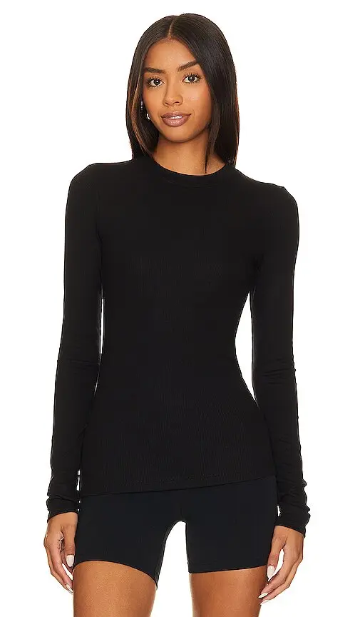 Splits59 Louise Rib Long Sleeve Top - Black