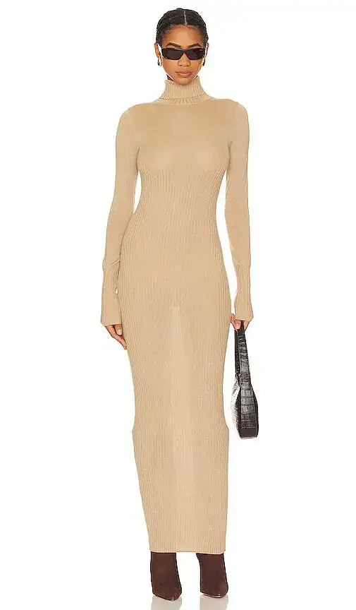 contrast lace bodycon dress Chic Elegance: Contrast Mesh Lantern Sleeve Bodycon Dress – Canary Houze main image 0