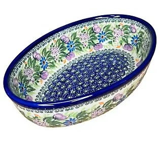 LIDIA'S POLISH POTTERY Medium Oval Baker