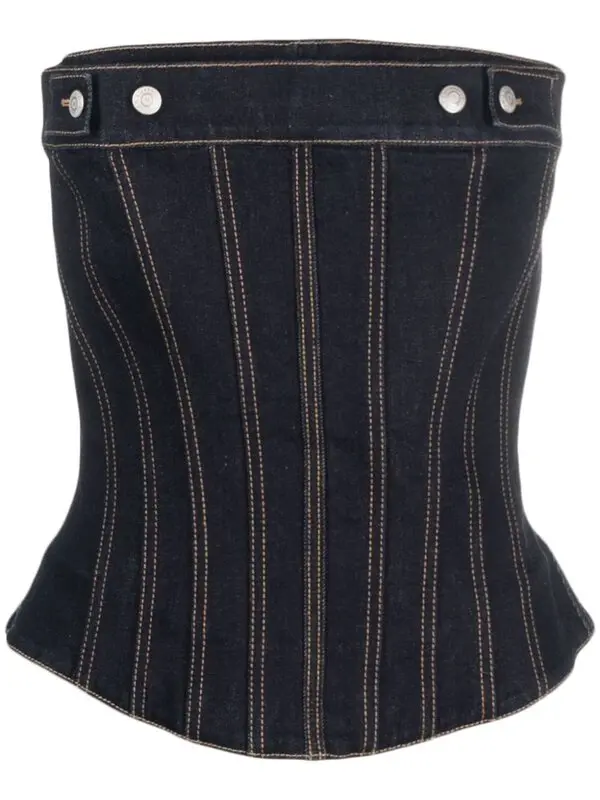 Alexander McQueen Denim Bustier Top