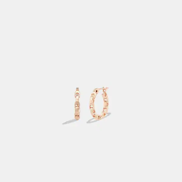 Coach Signature Chain Small Hoop Earrings - Gold | Editorialist