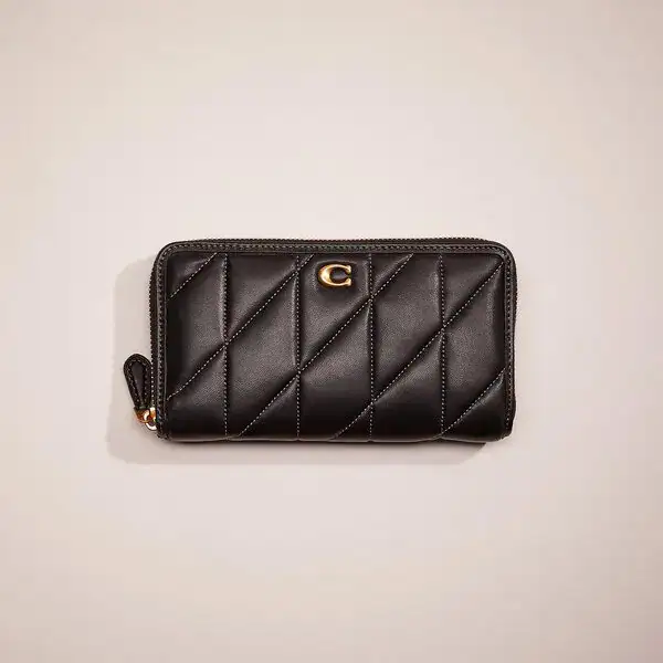 Coach Restored Accordion Zip Wallet With Pillow Quilting - Brass/black ...