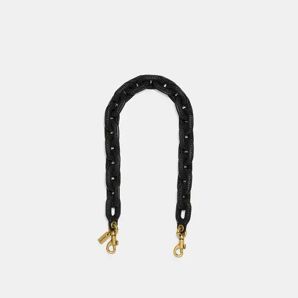 Coach Leather Covered Short Chain Strap Brass/black Editorialist