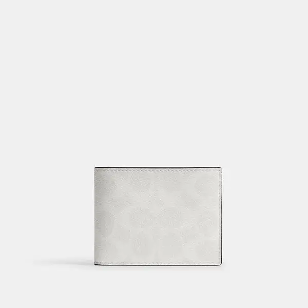 Coach Slim Billfold Wallet In Signature Canvas - Chalk/white