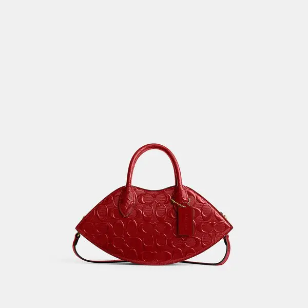Coach Lip Bag In Signature Leather - Brass/red | Editorialist