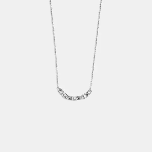 Coach Signature Chain Front Necklace - Silver | Editorialist