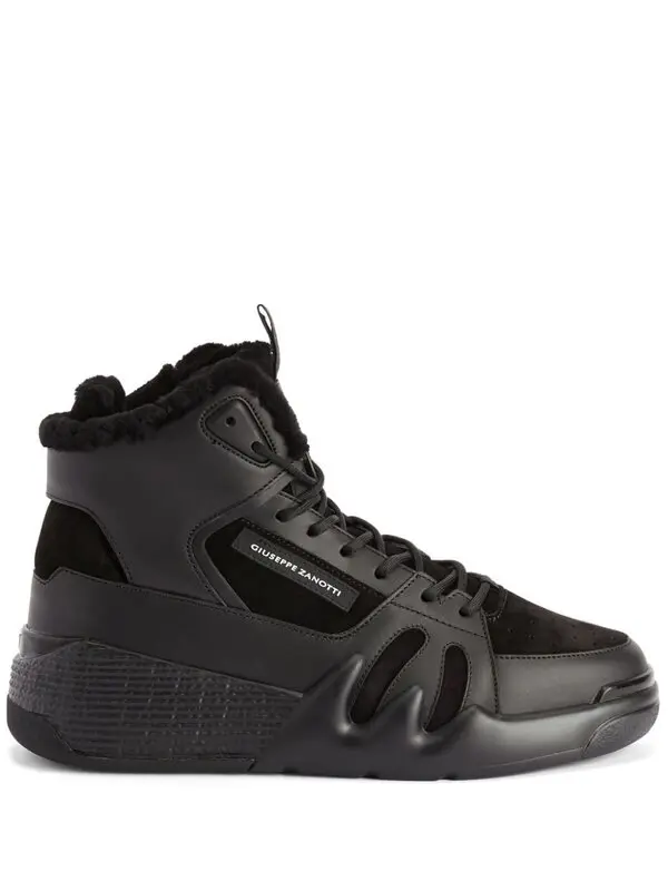 GIUSEPPE ZANOTTI Talon Panelled Leather Sneakers - Black