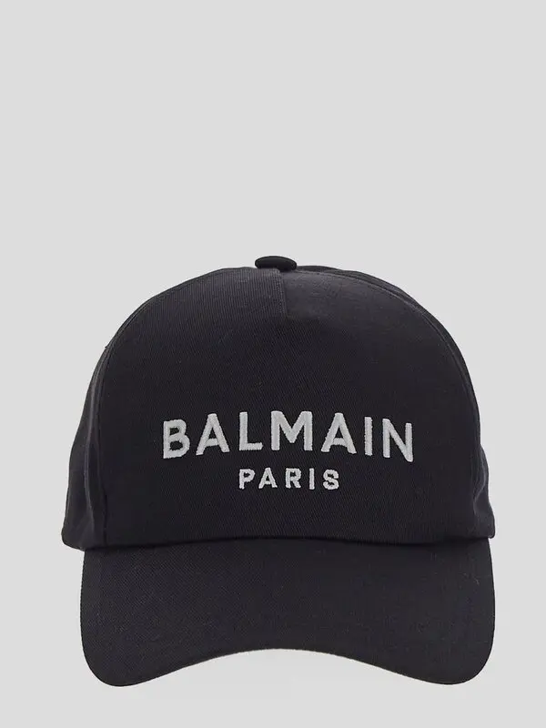 Buy Balmain Cotton Hat With Logo - Noirblanc At 33% Off | Editorialist