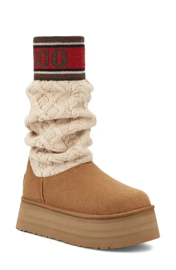 UGG Ugg Classic Sweater Letter Boot - Black | Editorialist
