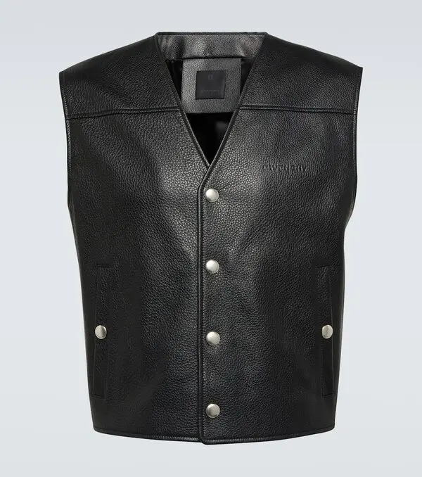 Givenchy Logo Leather Vest In Black 40% Off Editorialist