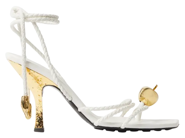 Bottega Veneta Adam Embellished Intrecciato Leather Sandals - White