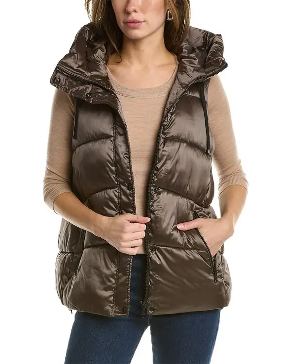 Buy Sam Edelman Hooded Funnel Puffer Vest - Green At 67% Off | Editorialist